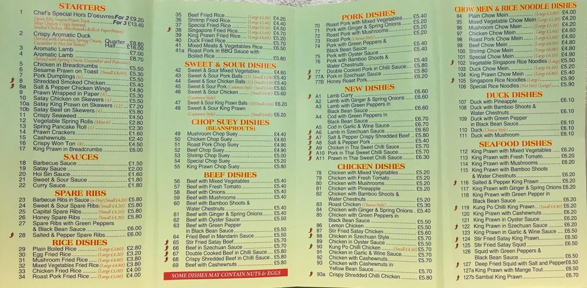 Menu at New Bamboo fast food, South Croydon, 23 Limpsfield Rd