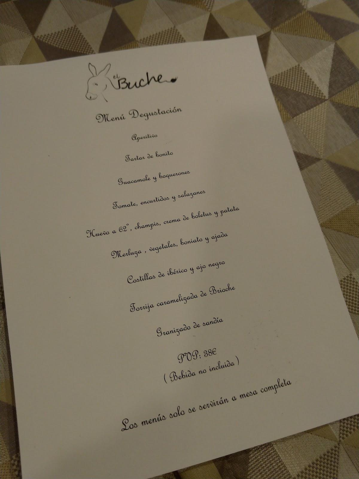 Carta de Restaurante El Buche, León, Avenida República Argentina nº 1