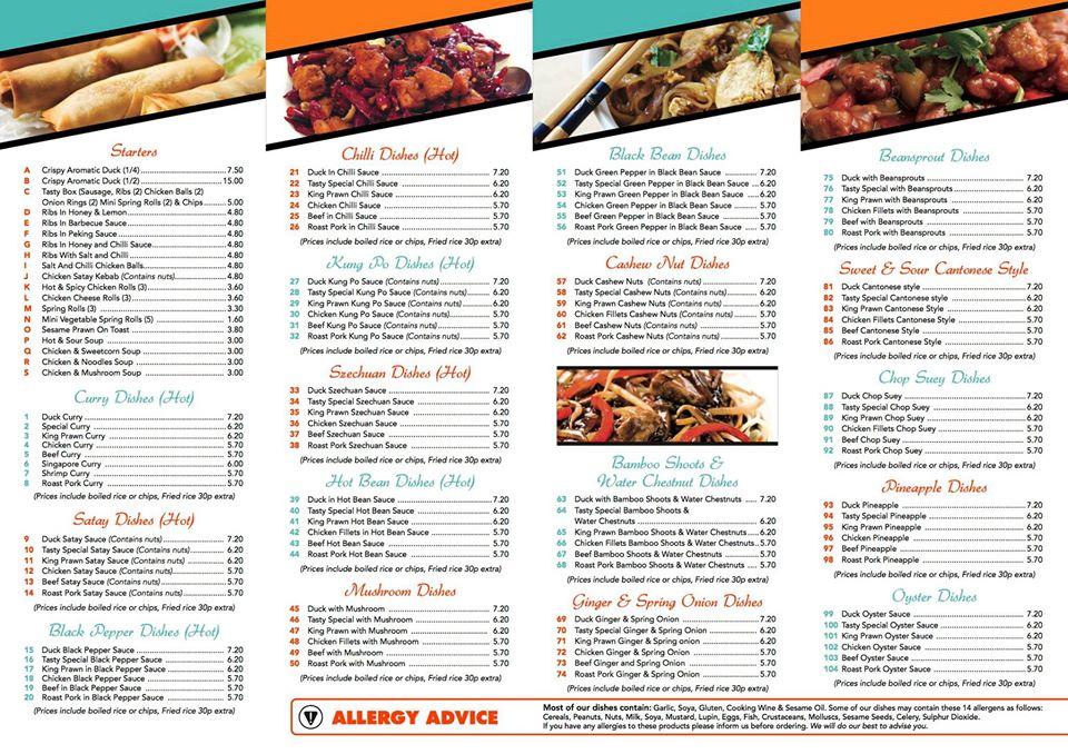 Menu at Tasty Palace fast food, Newtownhamilton