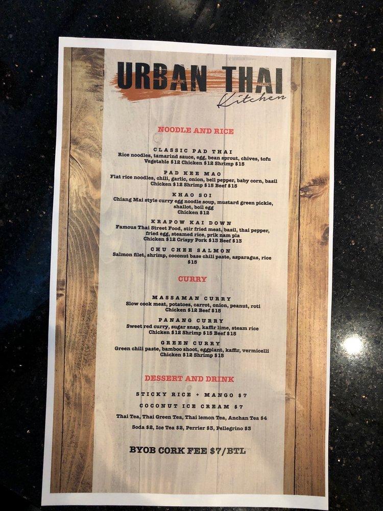 Menu at Urban Thai Kitchen restaurant, Katy