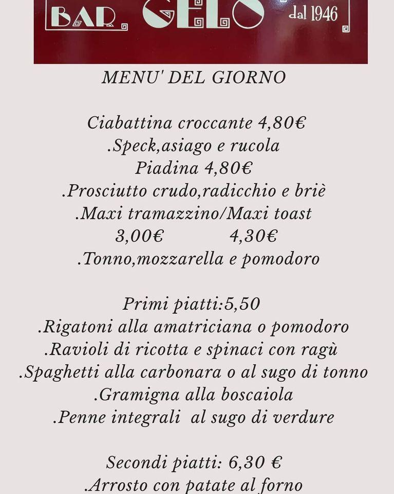 Menu at Bar Gelo Da Fede, Imola
