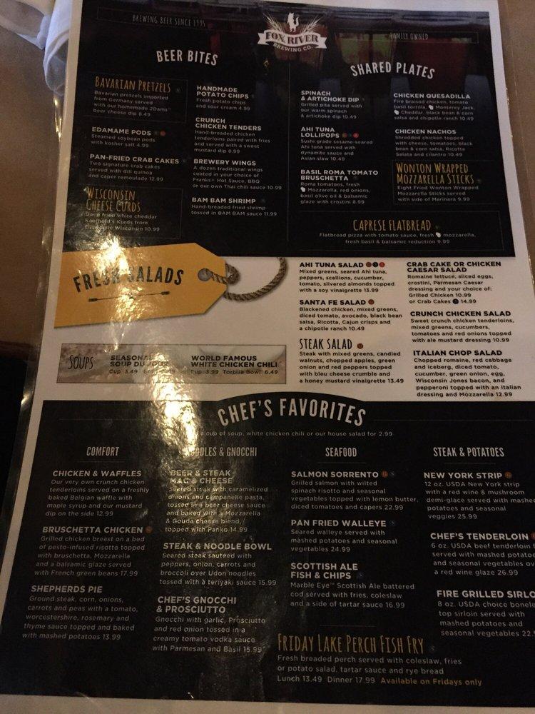 Menu at Fox River Brewing pub & bar, Oshkosh