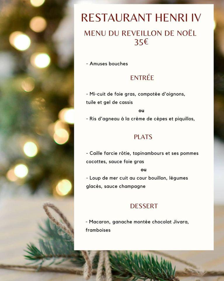 Menu at Le Henri IV restaurant, Pau