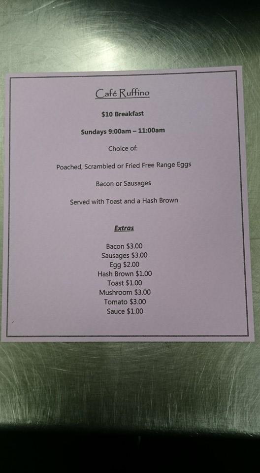 Menu at Cafe Ruffino, Strathalbyn