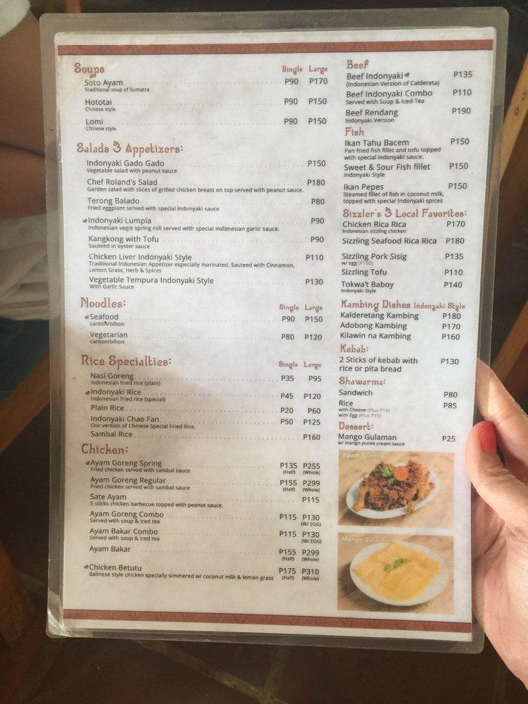 Menu at Indonyaki restaurant, Quezon City, # 54 Maginhawa Street