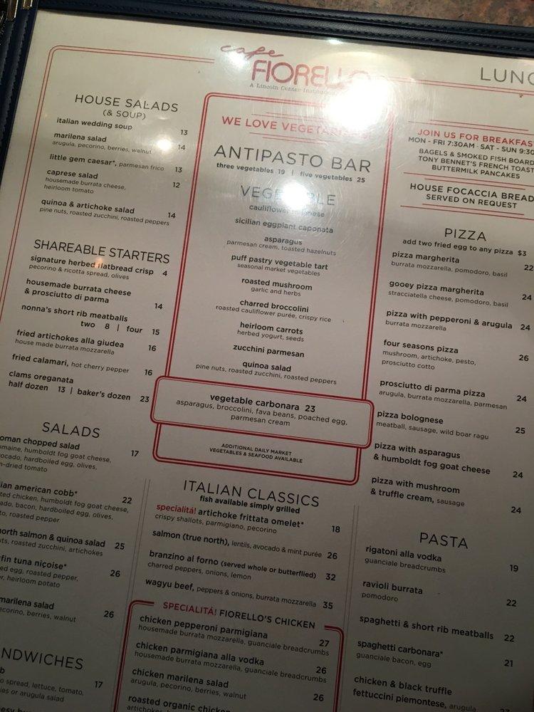 Menu at Cafe Fiorello, West New York