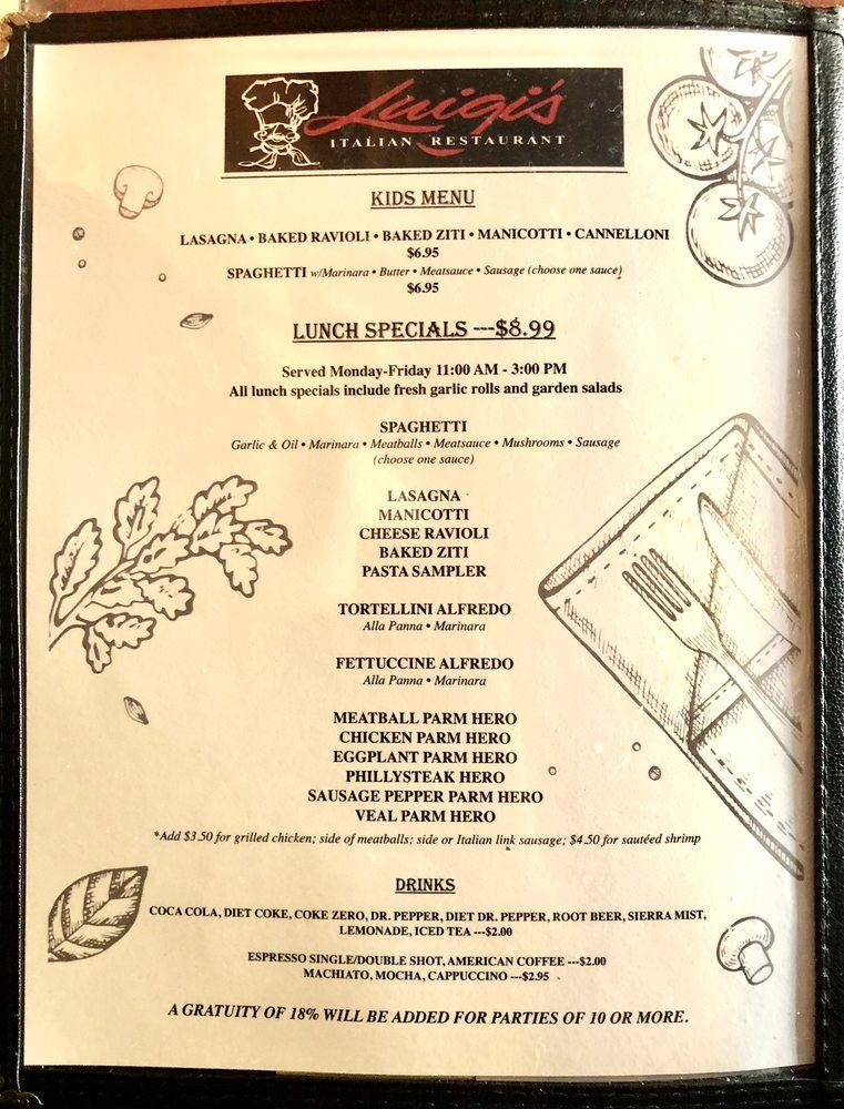 Menu at Luigi’s Italian Resturant restaurant, Hondo