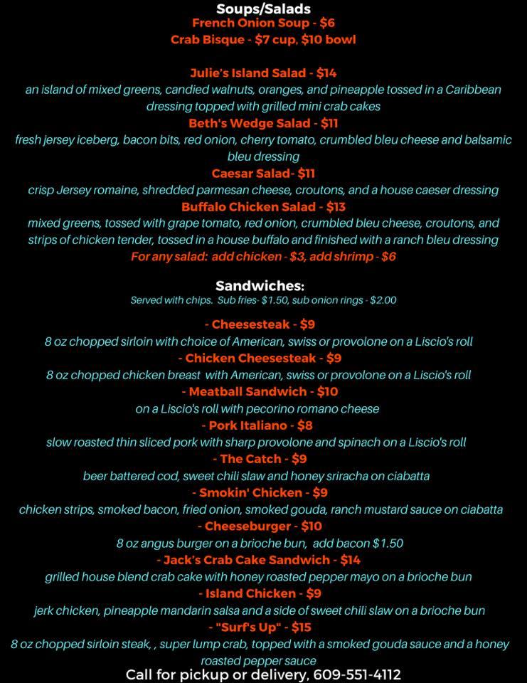 Menu at North Shore Bar and Kitchen, North Wildwood