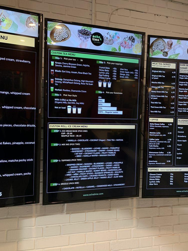 Menu at Ocha Time Tea & Creamery, Charlotte