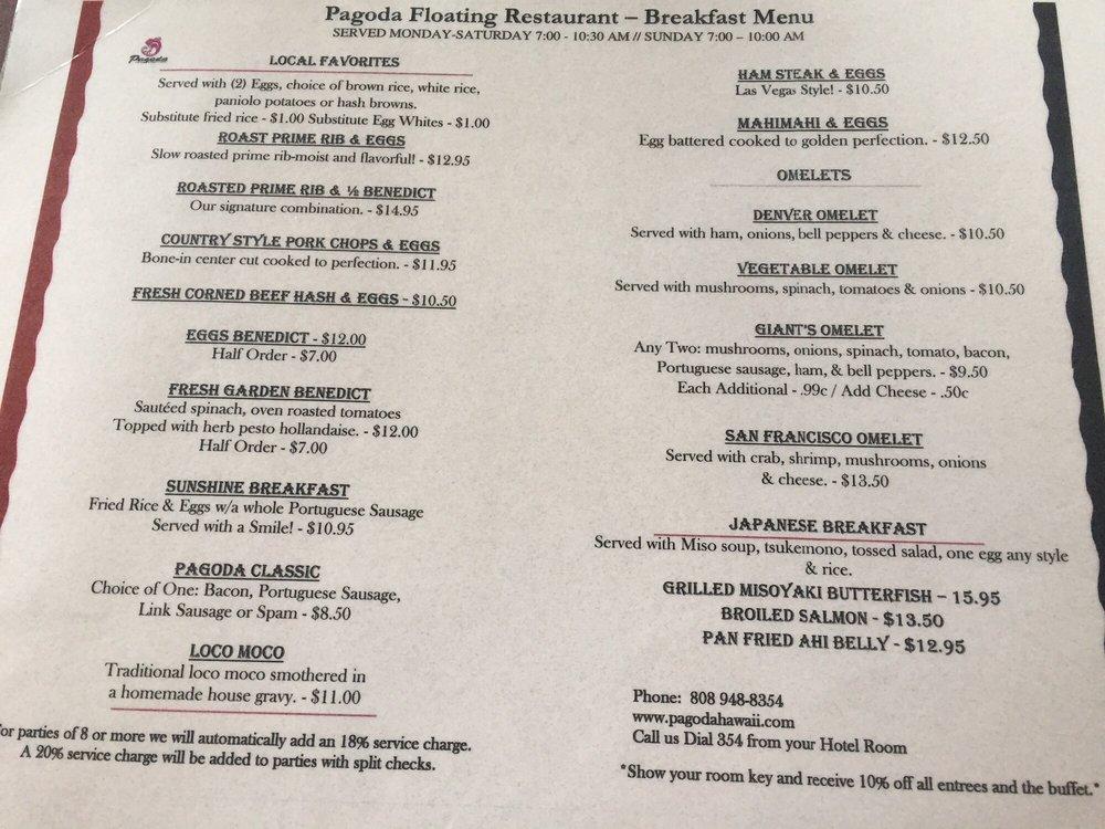 Menu at Pagoda Restaurant & Catering, Honolulu