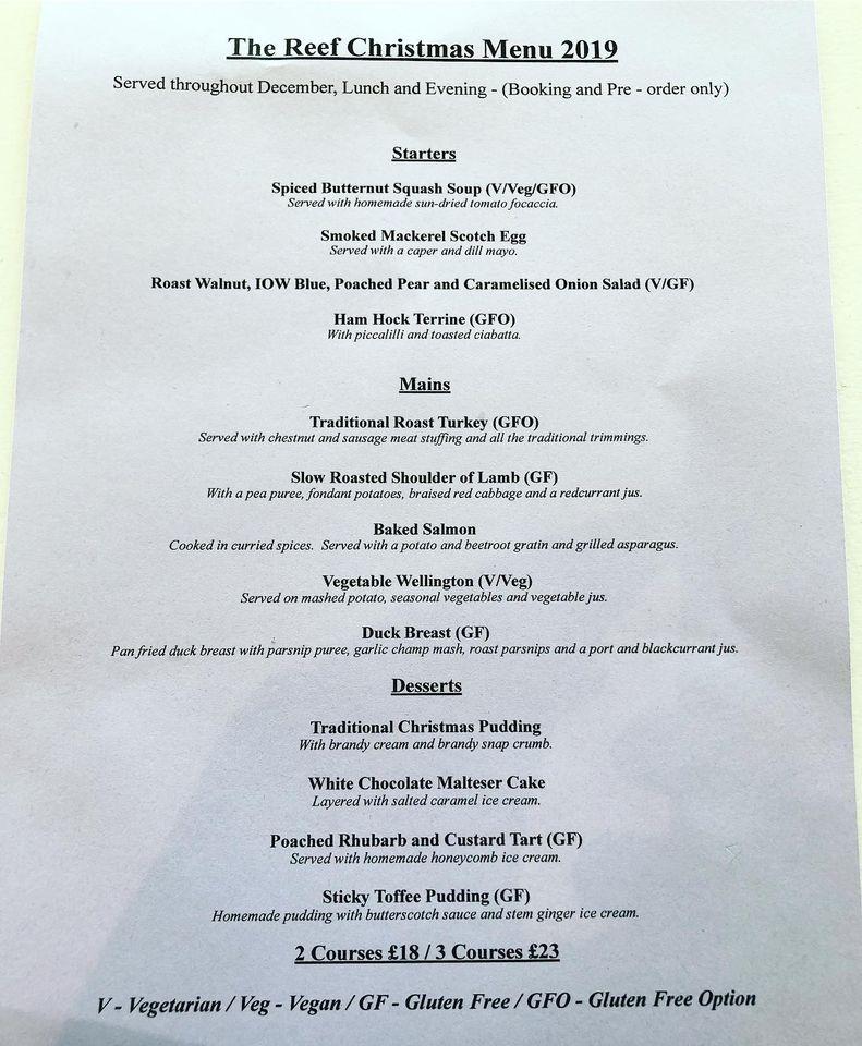Menu at The Reef pub & bar, Sandown