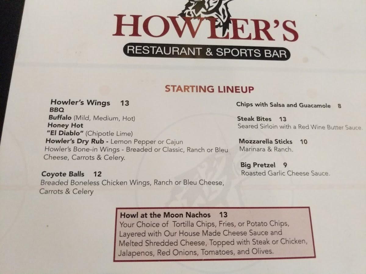 Menu at Howler's Restaurant & Sports Bar, Chandler