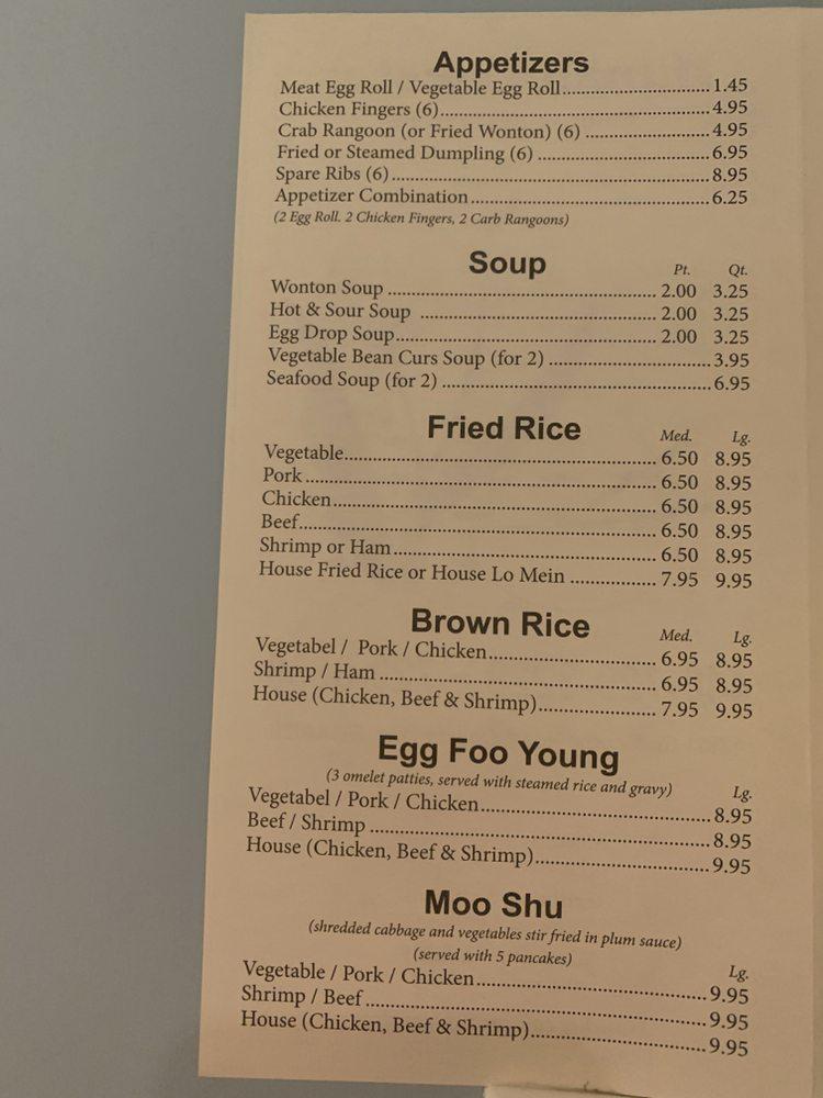 Menu at Hunan Chester restaurant, Chesterland