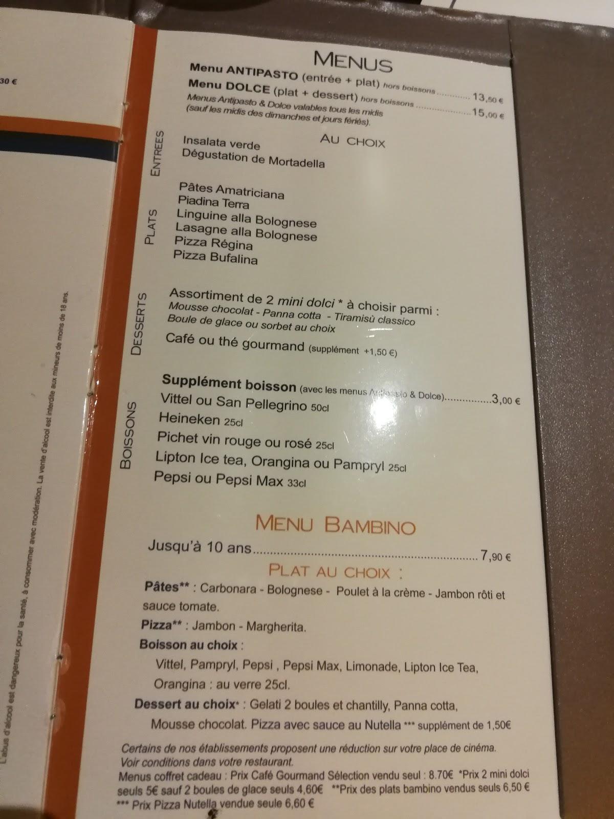 Menu au IL RISTORANTE - Le restaurant Italien de Lille, Lille, 51 Rue ...