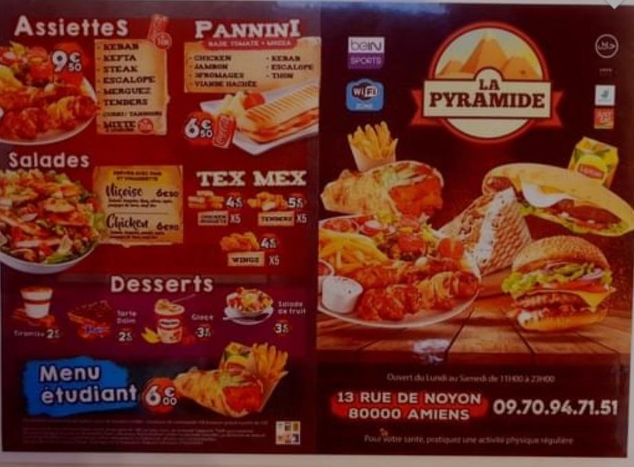 Menu at LA PYRAMIDE restaurant, Amiens