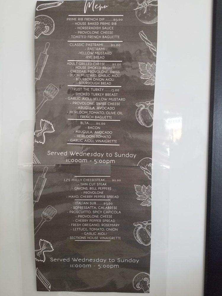 Menu at Sections Fine Meats restaurant, Costa Mesa