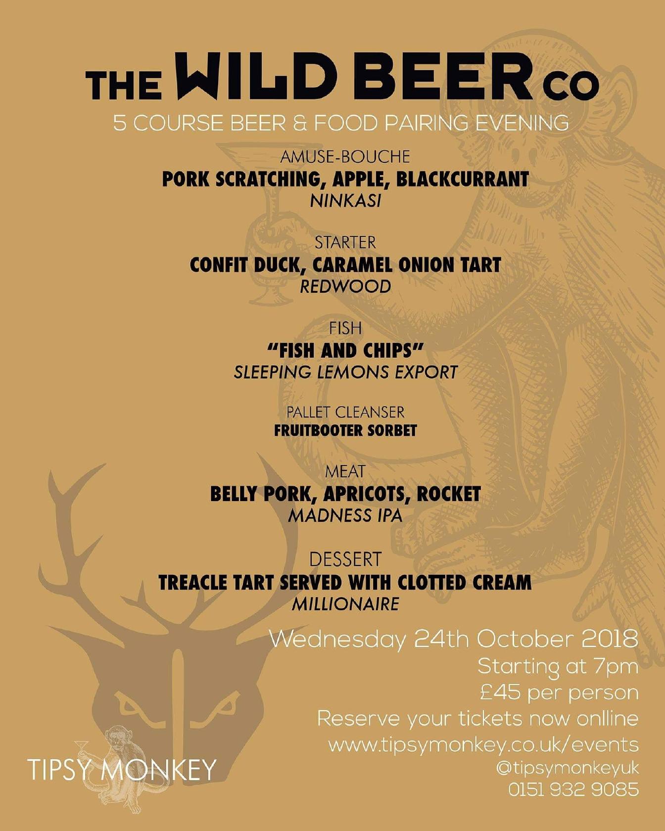 Menu at Tipsy Monkey pub & bar, Crosby, 64 Liverpool Road