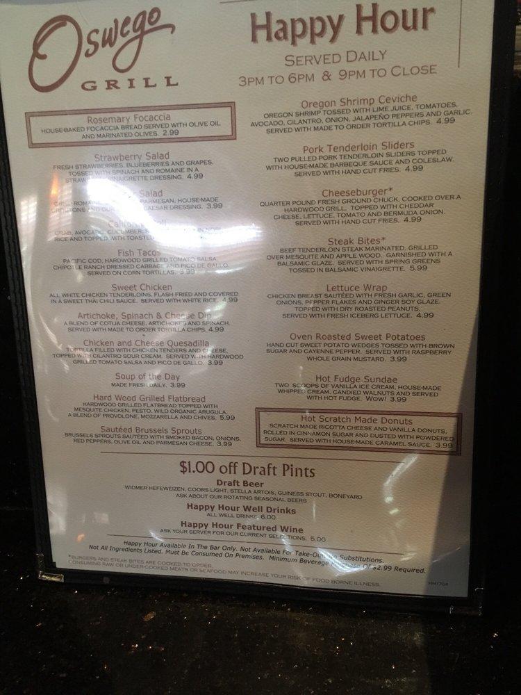 Menu at Oswego Grill- Lake Oswego pub & bar, Lake Oswego
