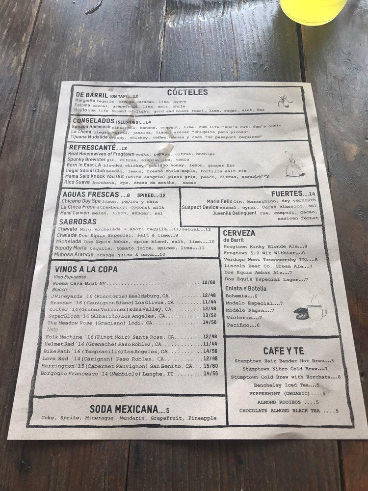 Menu at Salazar desserts, Los Angeles, Fletcher Dr