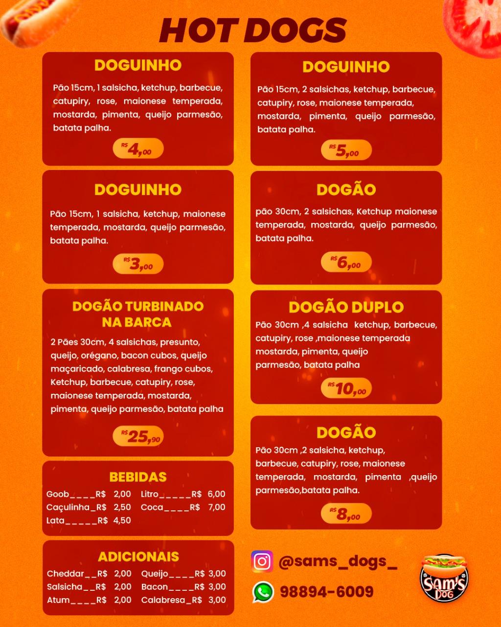 Menu at Sam's dog pub & bar, Salvador