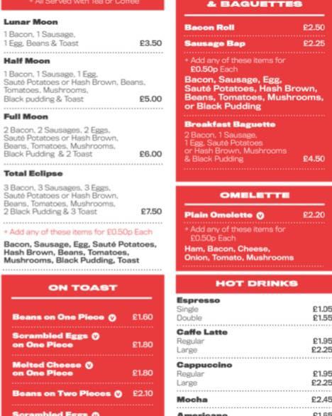 Menu at Half Moon pub & bar, Llanelli