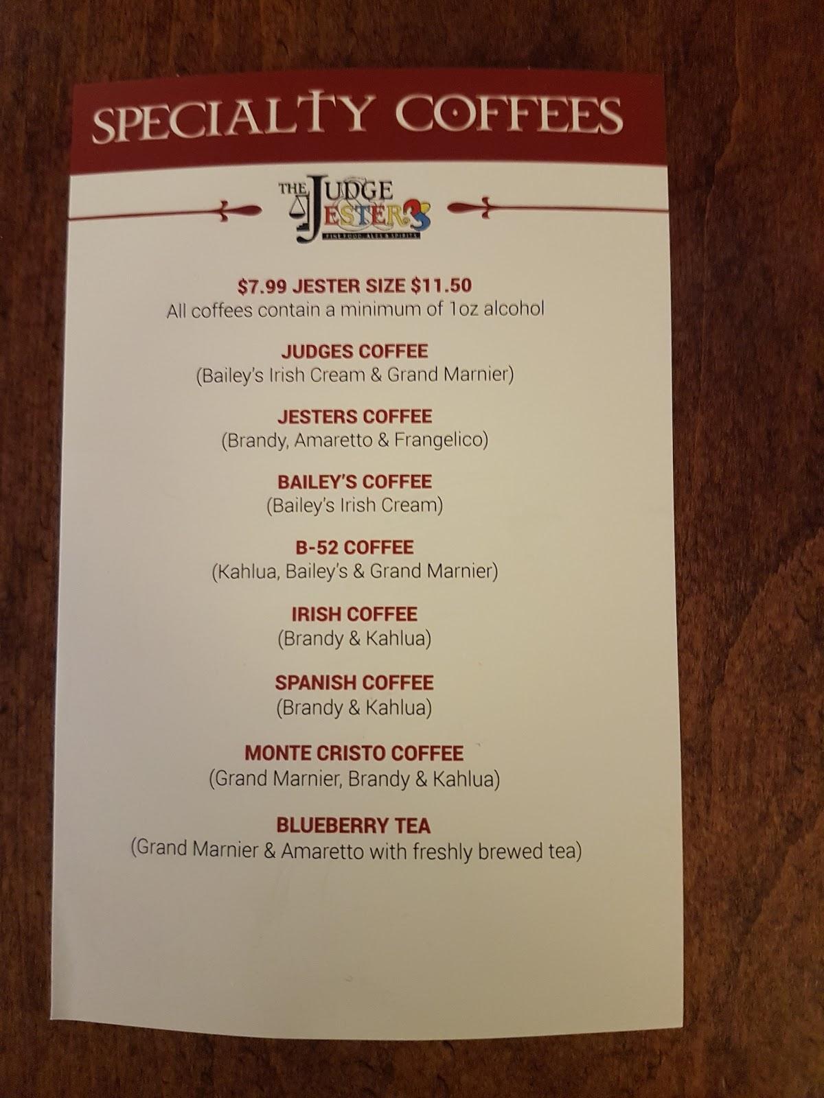 Menu at The Judge and Jester pub & bar, Grimsby