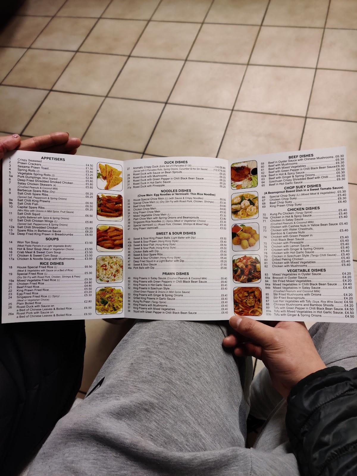 Menu at Moonlight restaurant, London, 37 Queenstown Rd