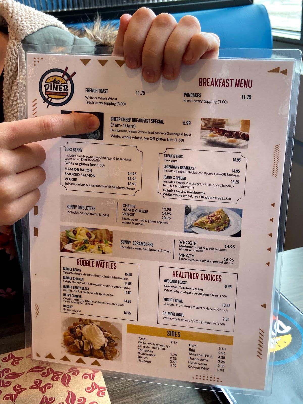 Menu at The Diner restaurant, Lloydminster