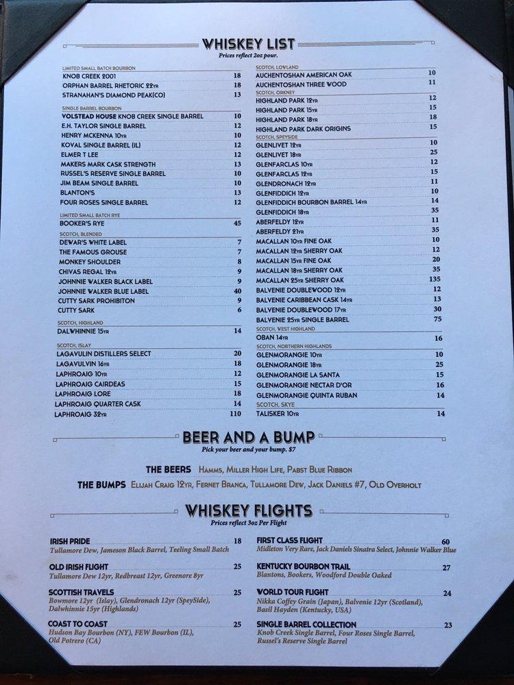Menu at Volstead House - Whiskey Bar & Speakeasy Eagan, Eagan