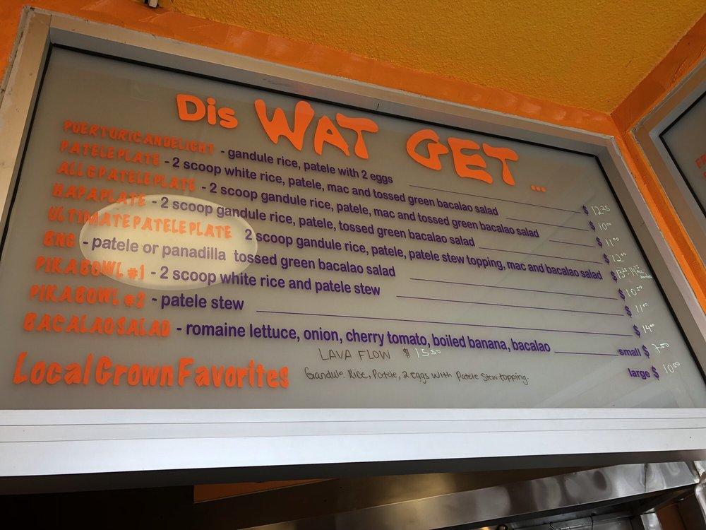 Menu at WAT GET KITCHEN restaurant, Waipahu