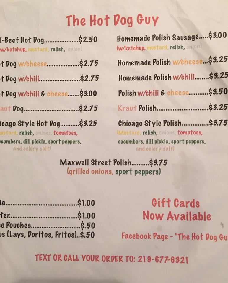 Menu at Damo's Dogs Hot Dog Carts Crown Point IN restaurant, Crown Point