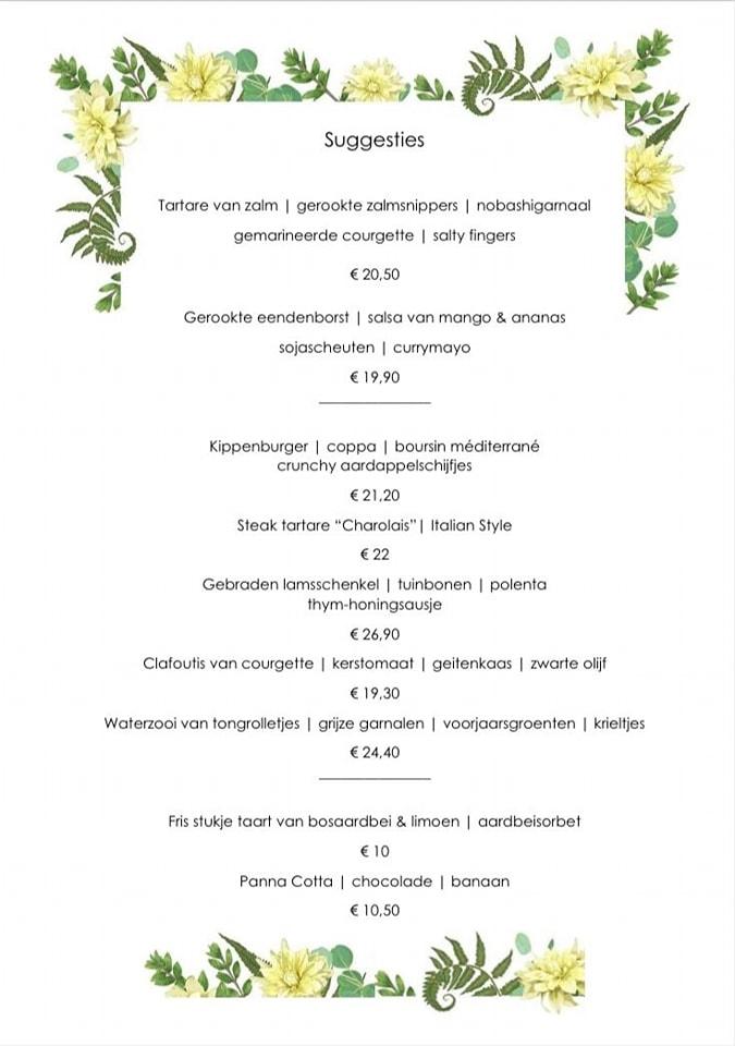 Menu at De Margriet, Mechelen, Bruul 52