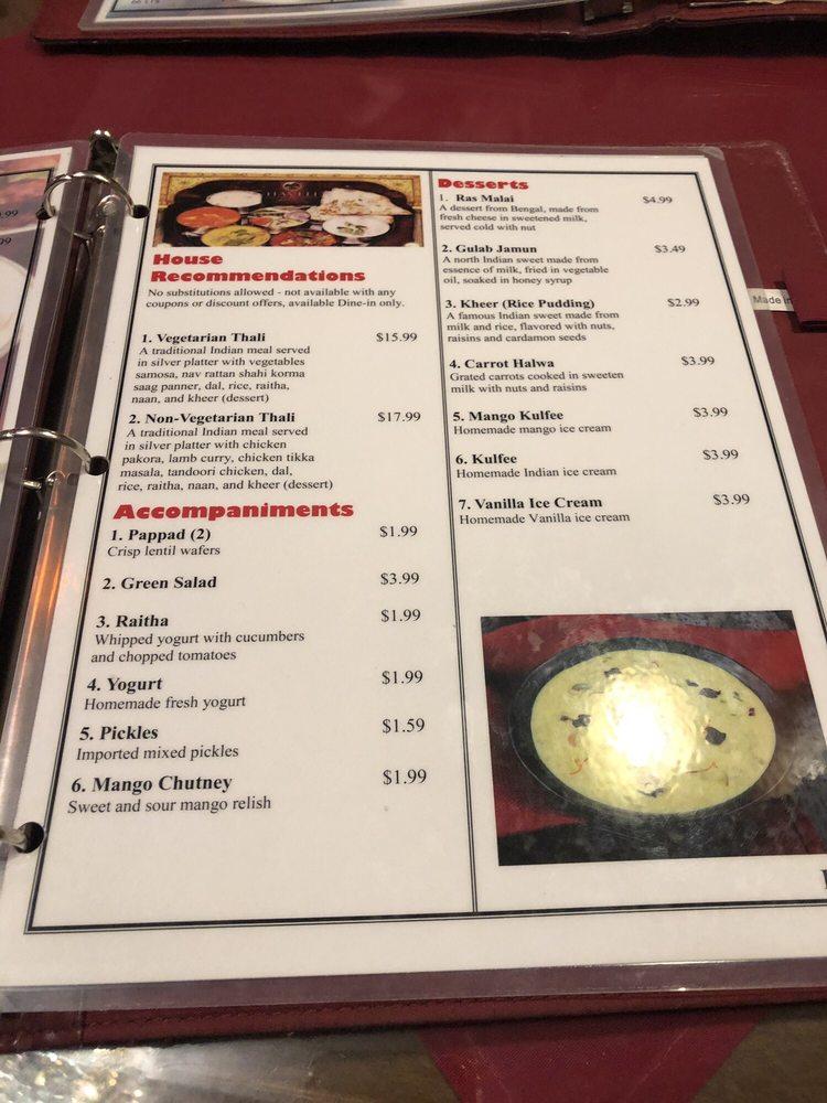 Menu at Haveli Indian Cuisine restaurant, Coralville