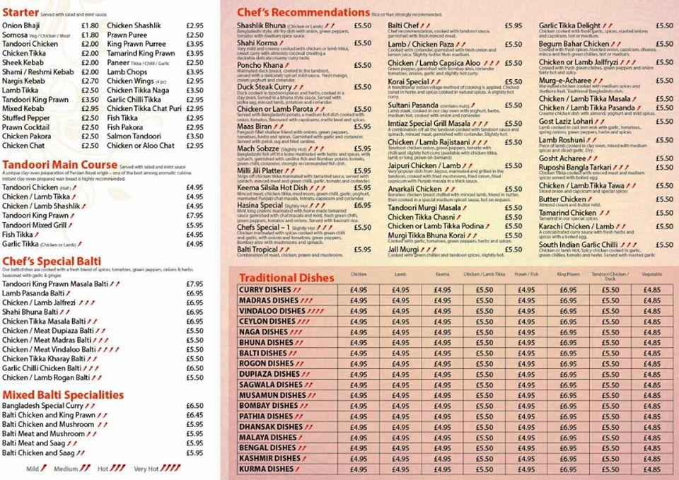 Menu at Imtiaz Authentic Indian Cusine Erdington restaurant, Birmingham