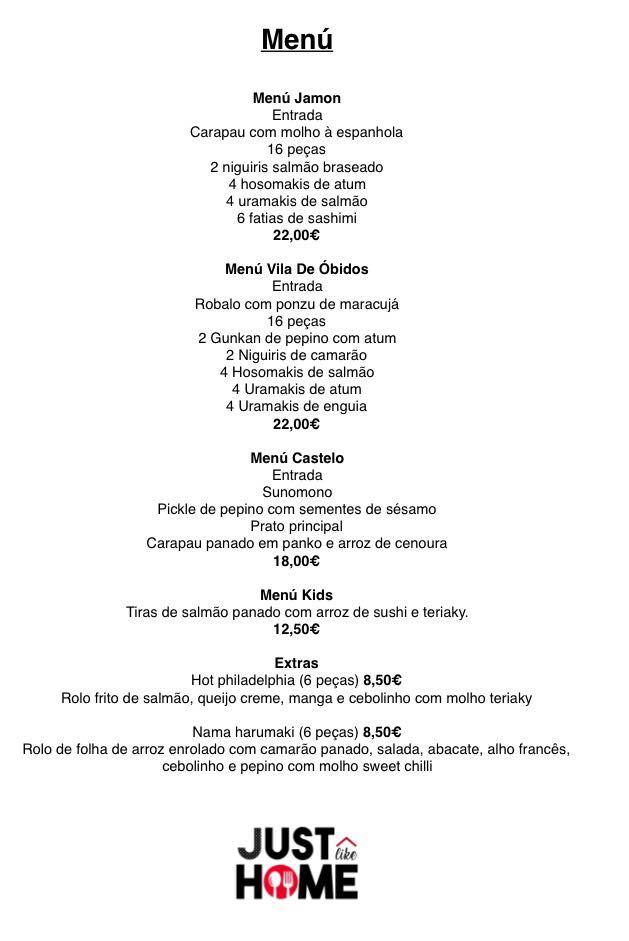 Carta del pub y bar Ja!mon Ja!mon, Óbidos
