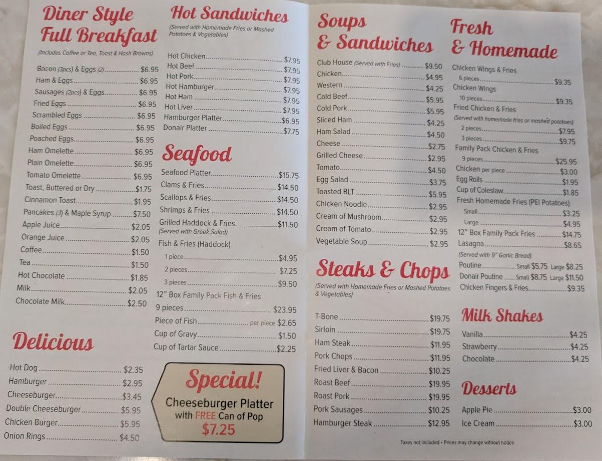 Menu at Lakeside Family Restaurant & Pizza, Halifax