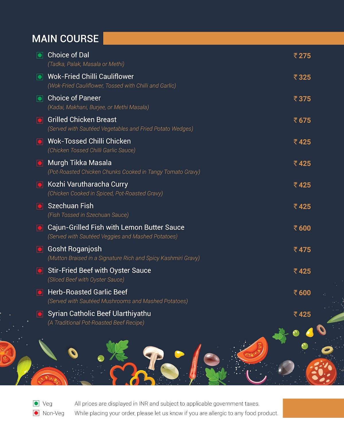 Menu at O by Tamara Trivandrum, Thiruvananthapuram, O by Tamara