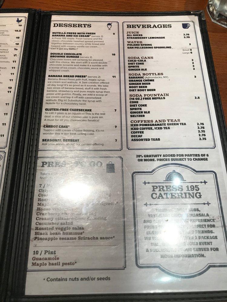 Menu at Press 195 pub & bar, Rockville Centre, 22 N Park Ave