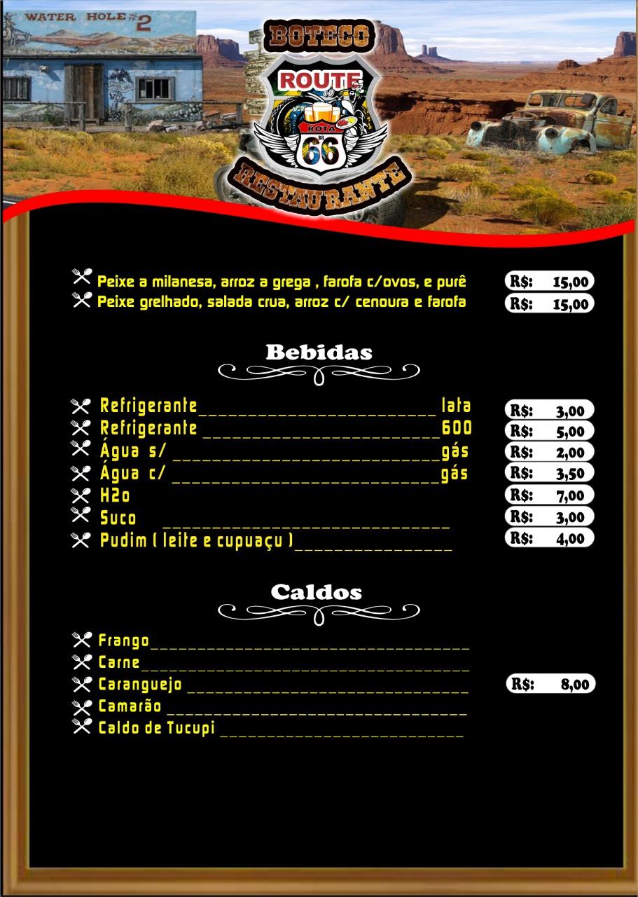 Menu em Rota 66 restaurante, Brasil, Travessa 17. Quarta e quinta ruas