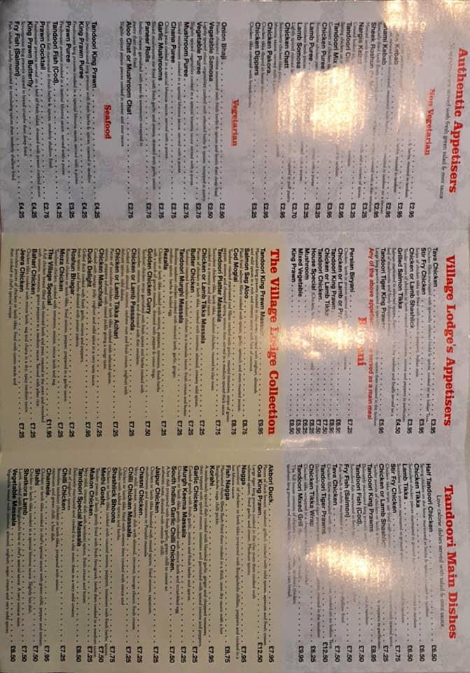 Menu at The Village Lodge restaurant, Walsall