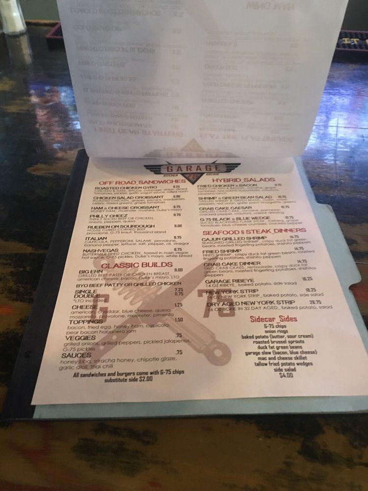 Menu at Garage 75 pub & bar, Charleston, Folly Rd # G
