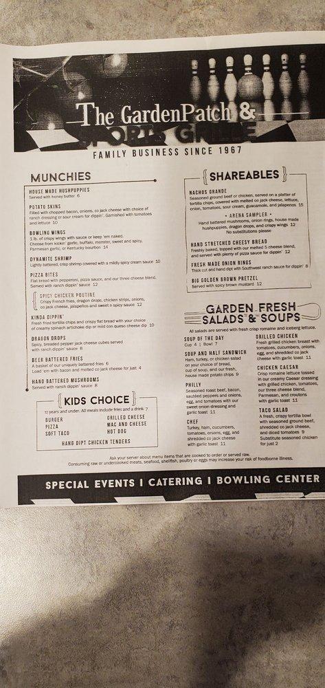 Menu at The Garden Patch Restaurant, Sparta