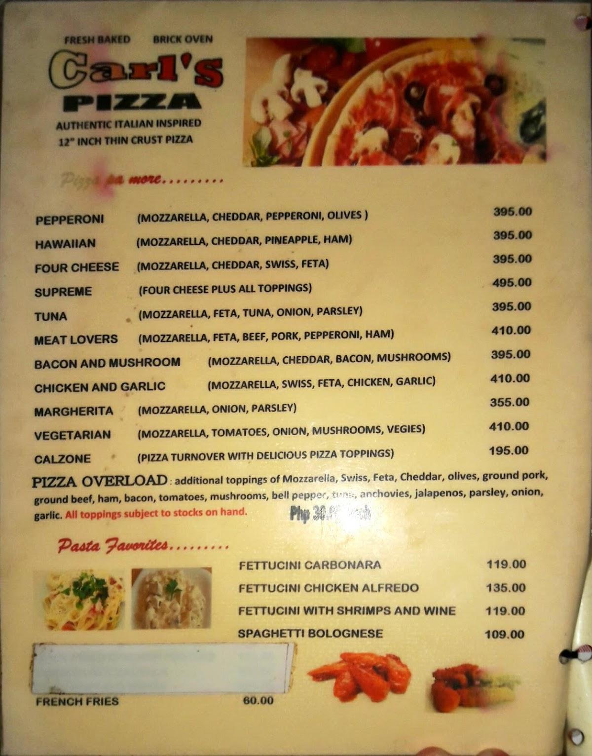 Menu at Aquatica Beach Resort, Panglao