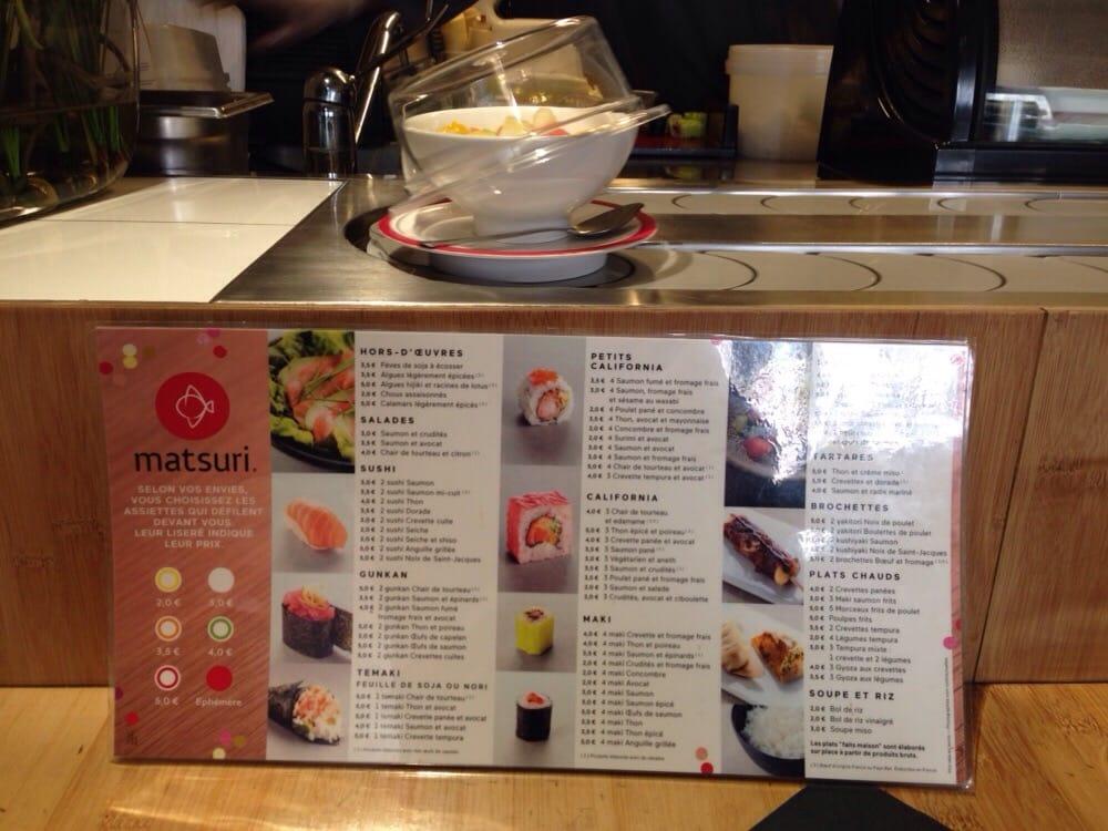 Menu at Matsuri restaurant, Paris, 36 rue Richelieu