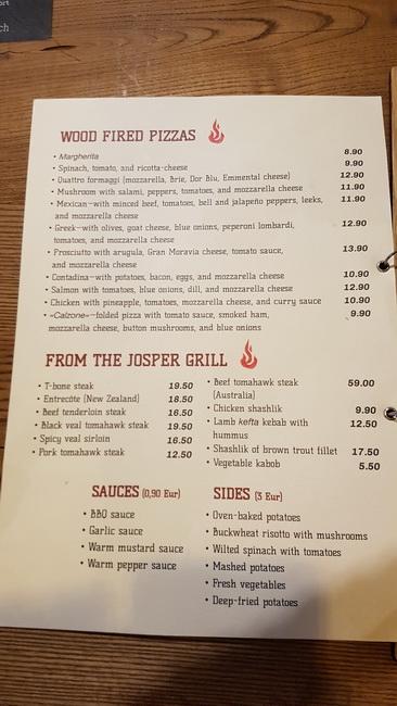 Menu at OGLE restaurant, Riga, Kaļķu iela 4