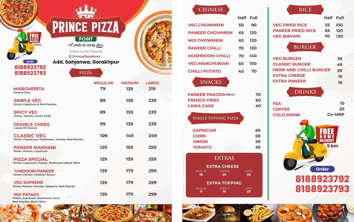 Menu at Prince Pizza Point, Sahjanwa