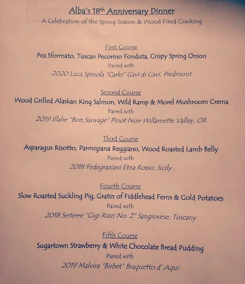 Menu at Restaurant Alba, Malvern, 7 W King St