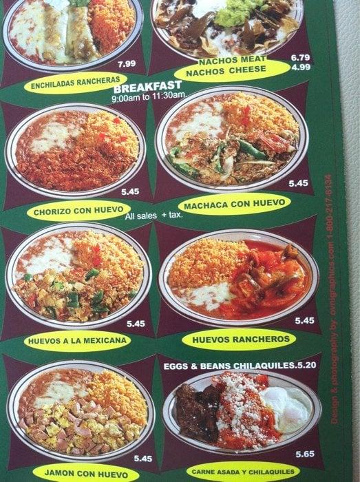 Carta del restaurante Tacos Don Nacho, Oklahoma City
