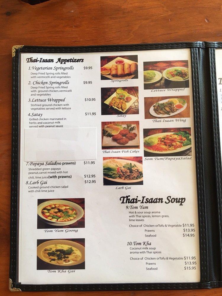 Menu at Thai-Isaan Cuisine and Café, Delta