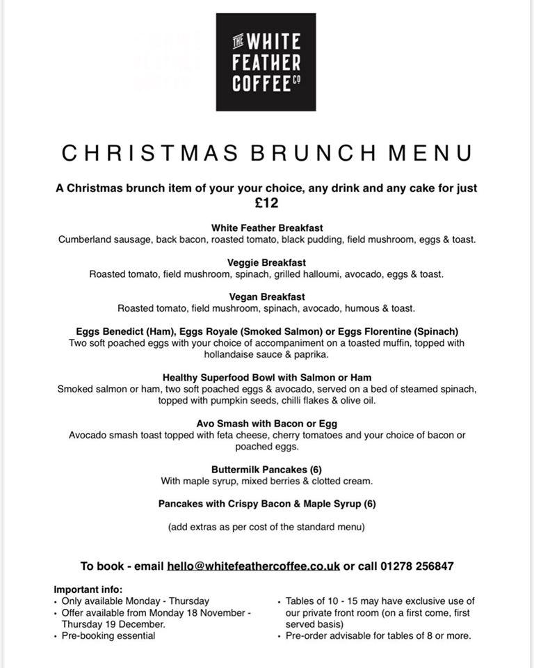 Menu at The White Feather Coffee Co cafe, Bridgwater, 11 W Quay